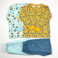 China Garment Dyed Kids Winter Pajamas Set Long Sleeve Polyester Cotton Ages 3-10 for sale