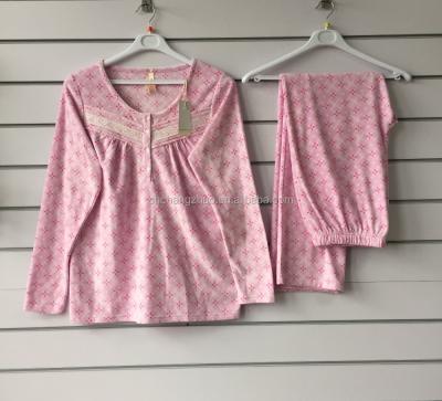 China Women's V-Neck Long Sleeve Fleece Pajama Set 150gsm Full Print Winter Sleepwear for sale