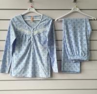 China Women's V-Neck Long Sleeve Fleece Pajama Set 150gsm Full Print Winter Sleepwear for sale