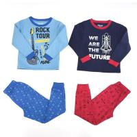 China Cartoon Printed 2 Piece Kids Pajama Set Polyester Cotton O Neck Sleepwear 2-12 Years for sale