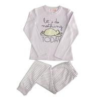 China Girls Cotton Long Sleeve Pajama Set Anti-Wrinkle Breathable Sleepwear 3Y-10Y for sale