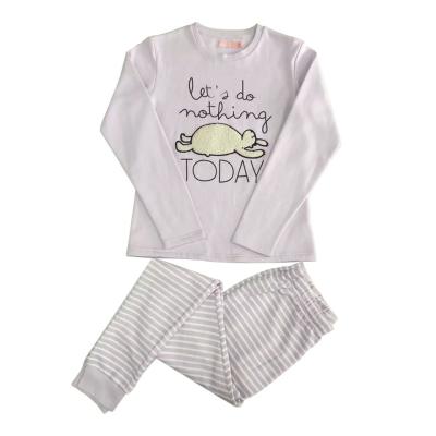 China Girls Cotton Long Sleeve Pajama Set Anti-Wrinkle Breathable Sleepwear 3Y-10Y for sale
