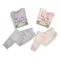 China Girls Cotton Long Sleeve Pajama Set Anti-Wrinkle Breathable Sleepwear 3Y-10Y for sale