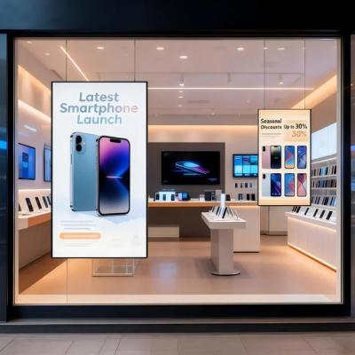 China 55 Inch Anti Glare Screen Digital Window Displays 4K UHD Android 11 Commercial Advertising Solution for sale