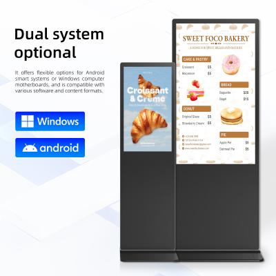China Interactive Digital Kiosk Floor Standing Infrared Touch Display 32 to 65 Inch 4K UHD Android Commercial for sale