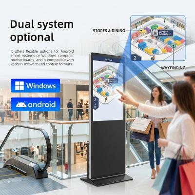 China 55 Inch Floor Standing LCD Digital Signage Shopping Mall Directory Display Interactive Infrared Touch 4K UHD for sale