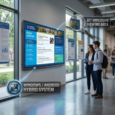 China 65 Inch Wall Mounted LCD Digital Signage Education Campus Display Interactive 10-Point Touch 4K UHD for sale