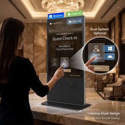 China 49 Inch Tabletop Kiosk LCD Digital Signage Hotel Self-Service Display Interactive 10-Point Touch Full HD for sale