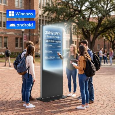 China 27 Inch Floor Standing LCD Digital Signage University Campus Display Interactive Infrared Touch Full HD for sale