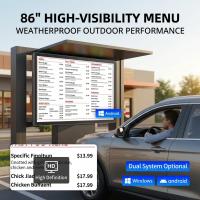 China 86 Inch Wall Mounted LCD Digital Signage Drive-Thru Menu Display Interactive Capacitive Touch 4K UHD for sale