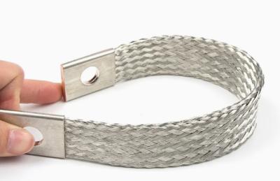 China Flat Aluminum Braid Flexible Ground Strap Tinned Aluminium Braided Jumper For EV Battery for sale