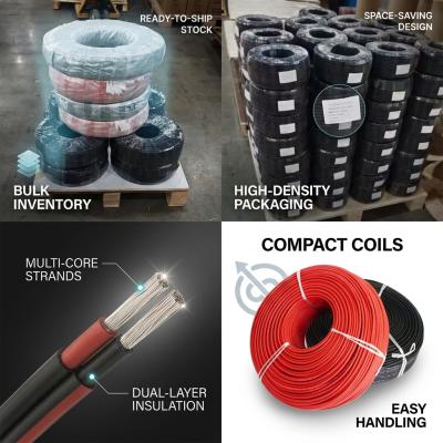 China 6mm2 PV1-F H1z2z2-k Solar Cable Tinned Copper XLPO Insulation UV Resistant for Solar DC Systems for sale