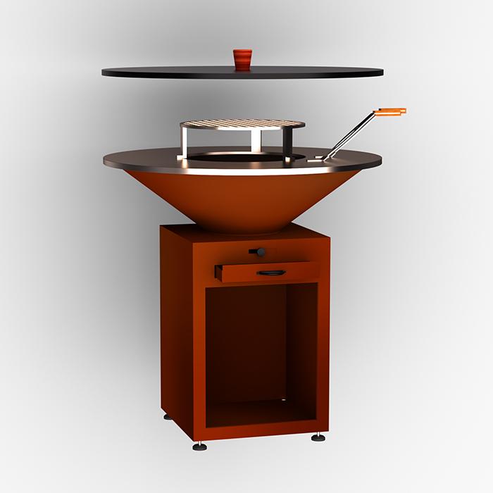 Corten Steel Outdoor Wood and Charcoal BBQ Grill