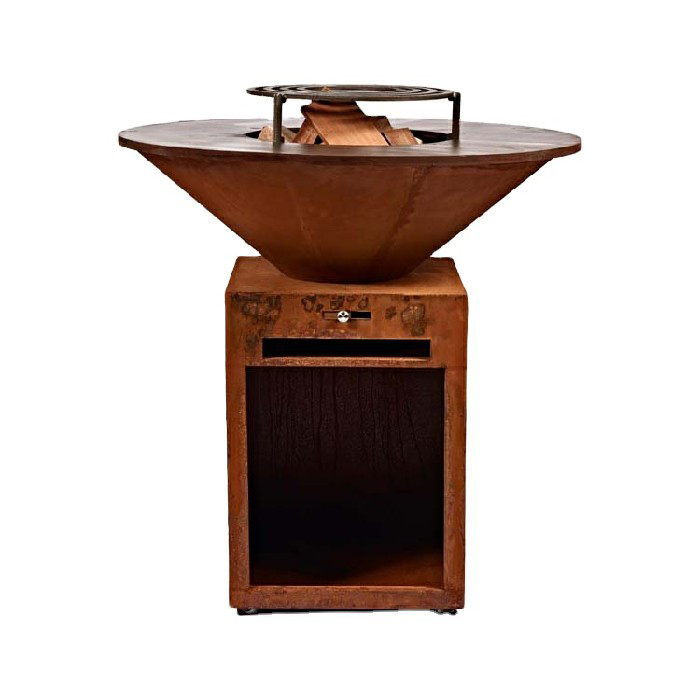 Corten Steel Outdoor Wood and Charcoal BBQ Grill