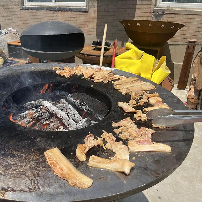 Corten Steel Outdoor Wood and Charcoal BBQ Grill