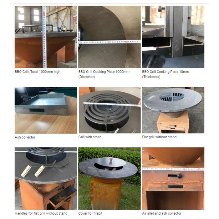 Corten Steel Outdoor Wood and Charcoal BBQ Grill