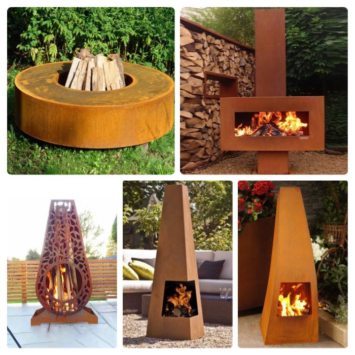 corten steel wood burning fire pirs in stock