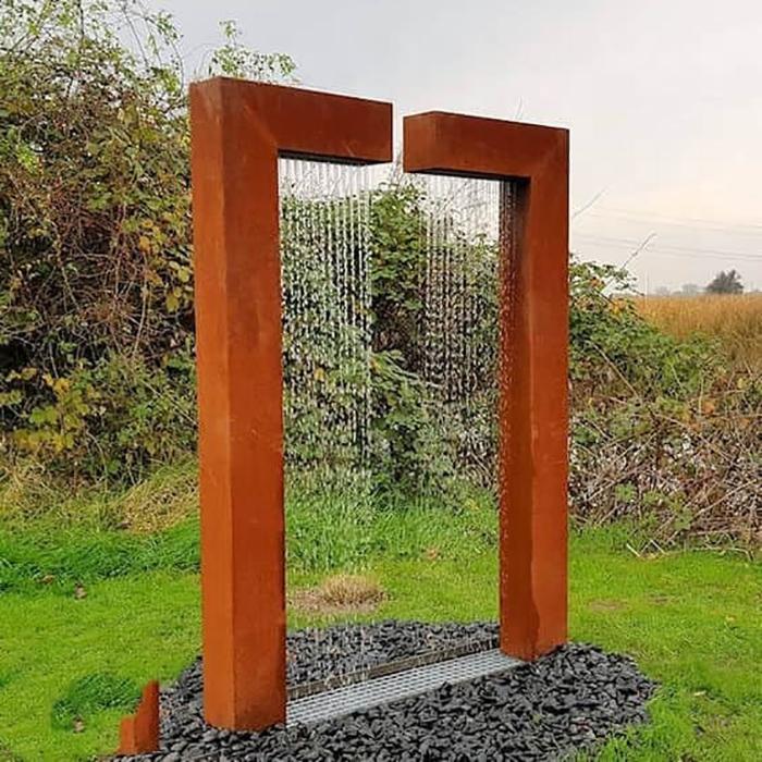 corten steel water feature