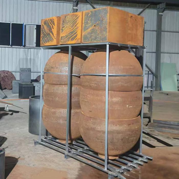 hemispherical corten steel plant pots