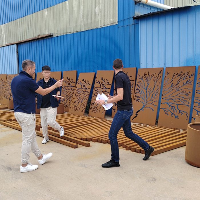 corten steel screen fence pre-rust