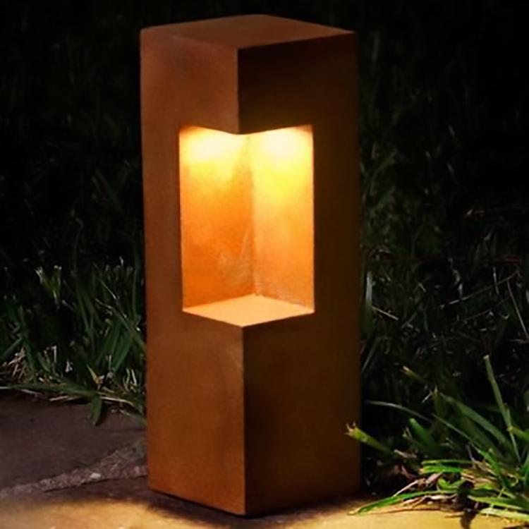 corten steel bollard light