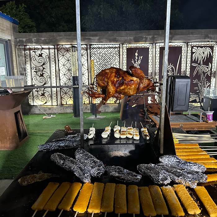 corten steel bbq grill with rotating grill