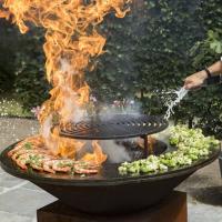 China Corten Steel BBQ Brazier Round Fire Burner Pot Bowl Steel BBQ Grill for sale
