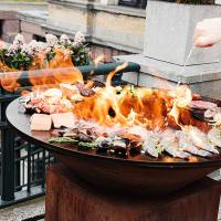 China Corten Steel BBQ Brazier Round Fire Burner Pot Bowl Steel BBQ Grill for sale