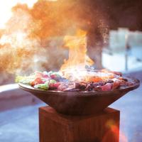 China Custom Logo Bbq Camping Grill Outdoor Corten Steel BBQ Grill for sale
