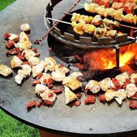 China Corten Steel Rusty Wood Fire Pit Outdoor Cooking Steel BBQ Grill for sale