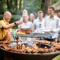 China Corten Steel Rusty Wood Fire Pit Outdoor Cooking Steel BBQ Grill for sale