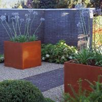 China Custom Design Flower Pot Garden Metal Ornaments Corten Steel Landscape Planter pots for sale