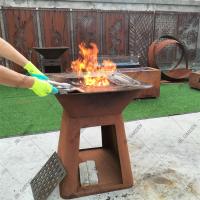 China Outdoor Kitchen Grill Garden Corten Steel Barbecue Wood Burning Steel BBQ Grill for sale