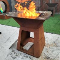 China Outdoor Kitchen Grill Garden Corten Steel Barbecue Wood Burning Steel BBQ Grill for sale