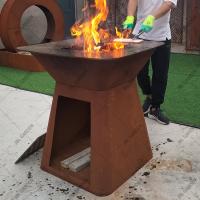 China Outdoor Kitchen Grill Garden Corten Steel Barbecue Wood Burning Steel BBQ Grill for sale