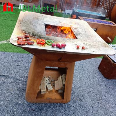 China Wood Fuel BBQ Corten Steel Grill Rusty red Color for sale