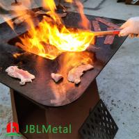 China Backyard Corten Steel Wood Burning Fire Pit Barbecue BBQ Grill for sale