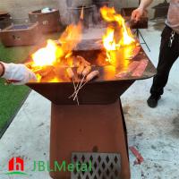 China Backyard Corten Steel Wood Burning Fire Pit Barbecue BBQ Grill for sale