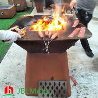 China Backyard Corten Steel Wood Burning Fire Pit Barbecue BBQ Grill for sale