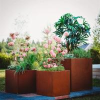 China Outdoor Round Flower Planter Pots Corten Steel 2mm Or Customized for sale