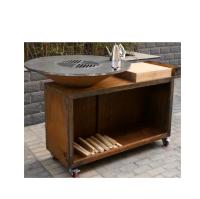 China Portable Charcoal Barbecue Grill Weathering Steel 3 In 1 Bbq Grill D1000mm for sale