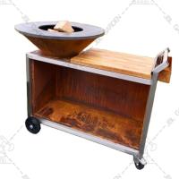 China Portable Charcoal Barbecue Grill Weathering Steel 3 In 1 Bbq Grill D1000mm for sale