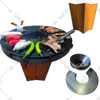 China Customizable D800mm Steel BBQ Grill Black Metal Outdoor Bbq Fire Pit for sale