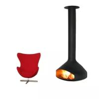 China Indoor Decorative Hanging Wood Fireplace 800mm Diameter Ceiling Installation for sale