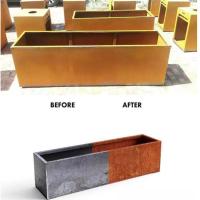 China Rectangular Flower Pot Garden Metal Ornaments Corten Plant Pots 1000mm Long for sale