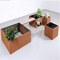 China Rectangular Flower Pot Garden Metal Ornaments Corten Plant Pots 1000mm Long for sale