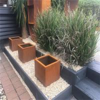 China Rectangular Flower Pot Garden Metal Ornaments Corten Plant Pots 1000mm Long for sale