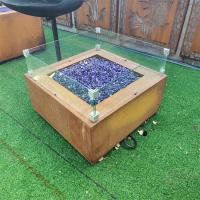 China Square Garden Gas Fire Pits 800*800*400mm Rusty Corten Steel Bbq Grill ISO9001 for sale
