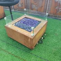 China Square Garden Gas Fire Pits 800*800*400mm Rusty Corten Steel Bbq Grill ISO9001 for sale