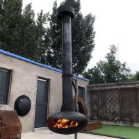 China Diameter 100cm Hanging Wood Burning Stove Suspended Fire Place Carbon Steel for sale